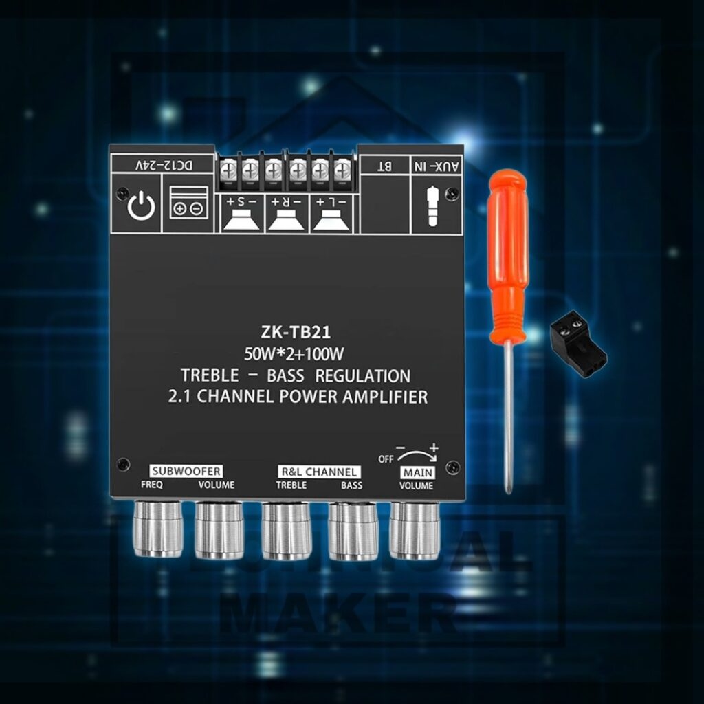 ZK-MT21 2.1 Channel Bluetooth Digital Amplifier Board – 50W x 2 + 100W ...